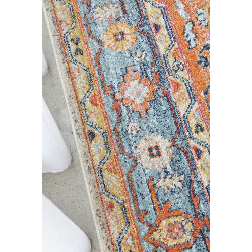 Network Rugs Rust & Blue Power-Loomed Transitional Rug | Temple & Webster