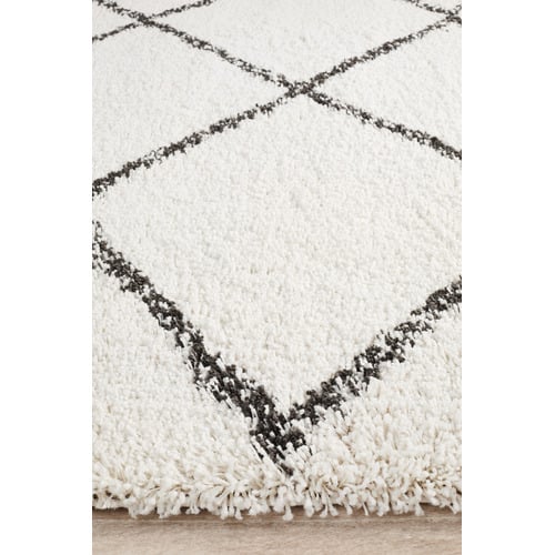 Network Rugs Black & Cream Viona Fringed Moroccan Rug | Temple & Webster