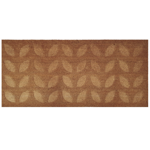 WelcomeWeave Natural Embossed Leaves Coir Doormat | Temple & Webster