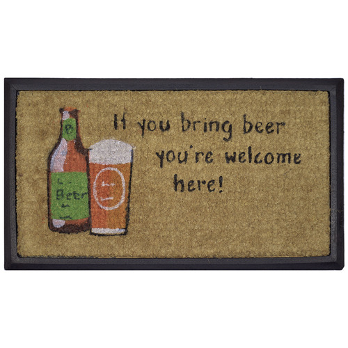 WelcomeWeave Bring Beer Welcome Here Rubber with Coir Doormat | Temple ...