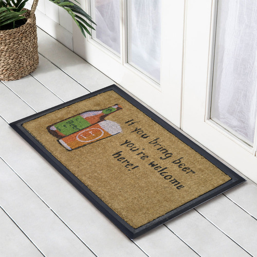 WelcomeWeave Bring Beer Welcome Here Rubber with Coir Doormat | Temple ...