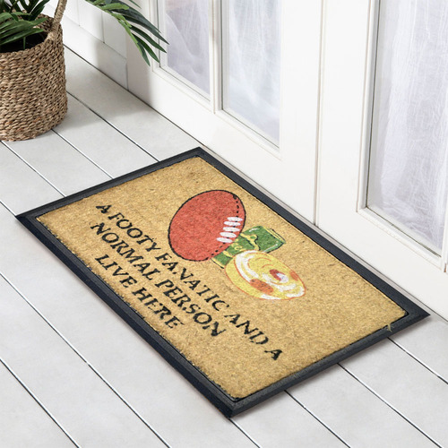 Footy Fanatic Rubber with Coir Doormat | Temple & Webster