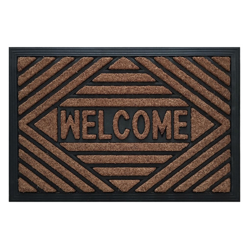 Black Welcome Coconut Coir Doormat | Temple & Webster