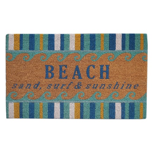 WelcomeWeave Aqua Beach Coconut Coir Doormat | Temple & Webster