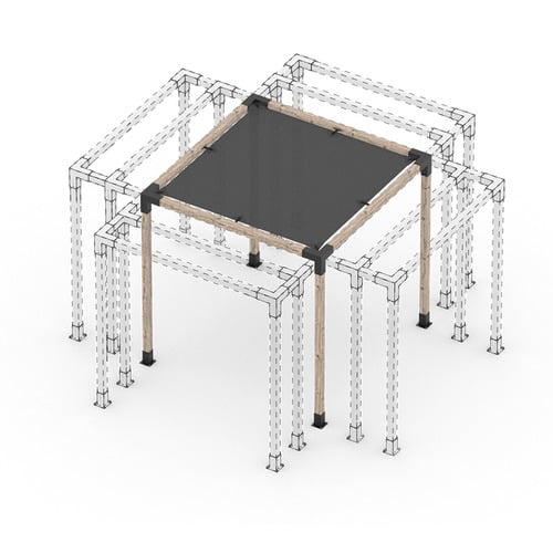 Hartman Grey Toja Grid Square Pergola Shade Sail | Temple & Webster