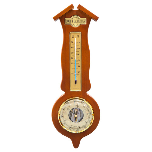 Satin Finish Roof Style Pine Wood Barometer | Temple & Webster