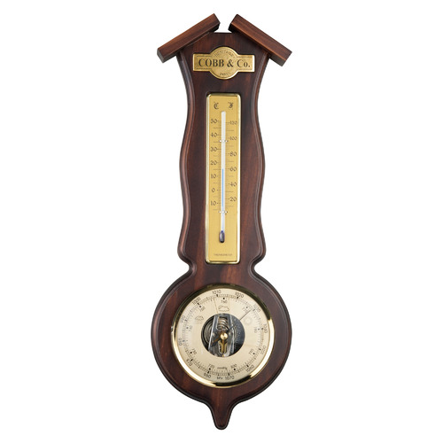 Satin Finish Roof Style Pine Wood Barometer | Temple & Webster