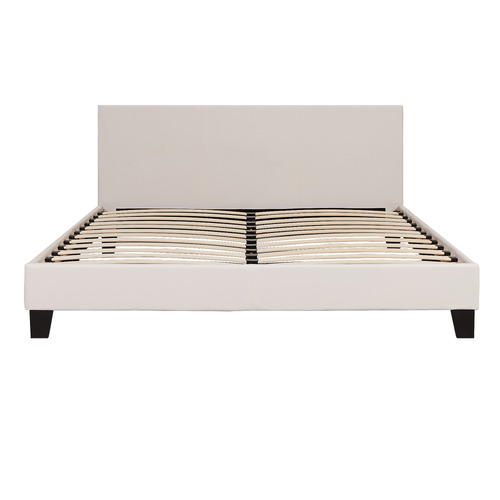 Mikasa Furniture White Makoto Faux Leather Bed Frame | Temple & Webster