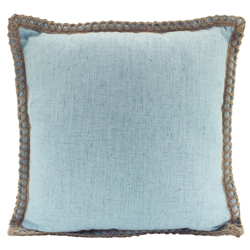 SageLane Trimmed Border Square Linen-Blend Cushion | Temple & Webster