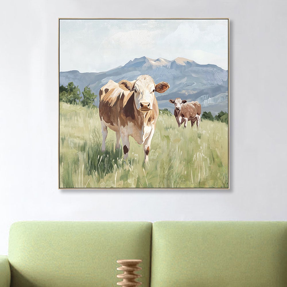 Moo the Merrier Framed Canvas Wall Art | Temple & Webster