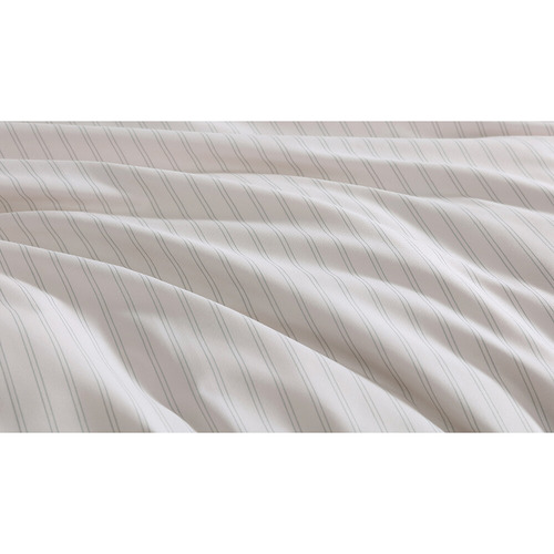 Oatmeal Jaden Stripe Yarn-Dyed Jacquard Quilt Cover Set | Temple & Webster