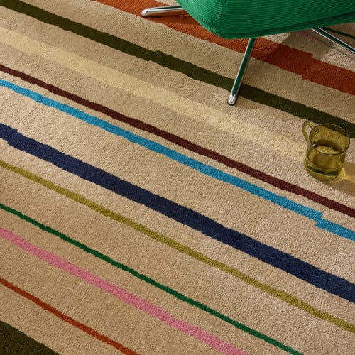 Multi-Coloured Shift Hand-Tufted Pure New Wool Rug | Temple & Webster