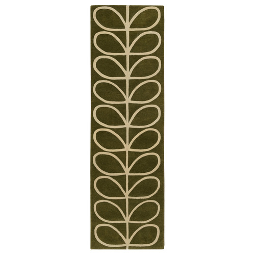 Olive Linear Stem Hand-Tufted Pure New Wool Runner | Temple & Webster