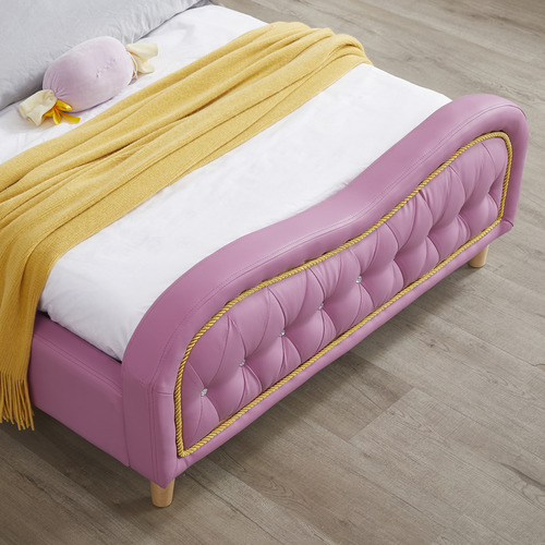 Project Kindy Furniture Princess Faux Leather Single Bed | Temple & Webster