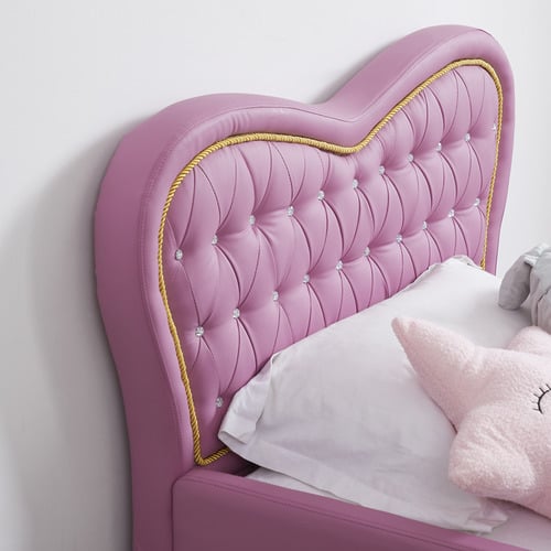 Project Kindy Furniture Princess Faux Leather Single Bed | Temple & Webster