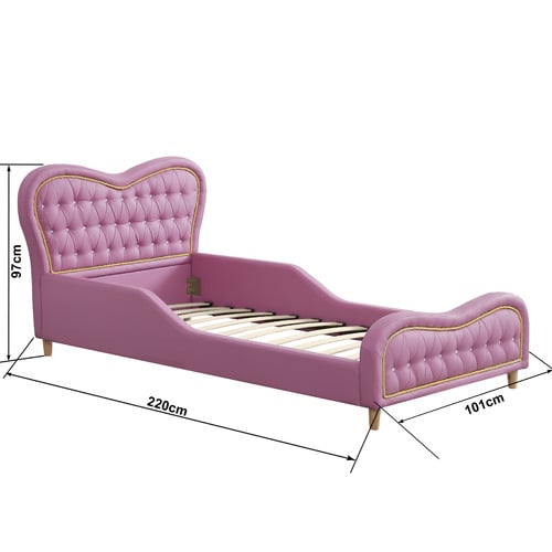 Project Kindy Furniture Princess Faux Leather Single Bed | Temple & Webster