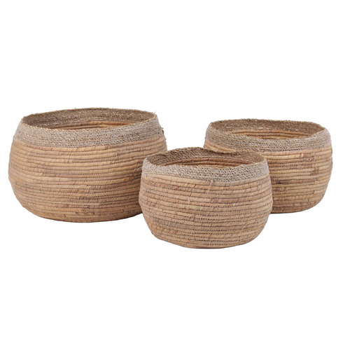 3 Piece Nylah Woven Water Hyacinth Basket Set | Temple & Webster