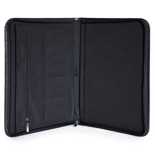 Corban & Blair Black A4 Leather Compendium with Zip | Temple & Webster