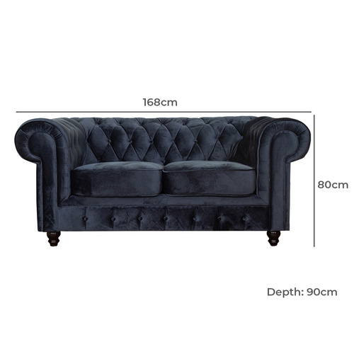 Evergreen Home Cleo Button Tufted 2 Seater Velvet Sofa | Temple & Webster