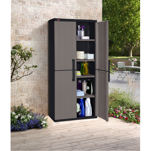 Keter Space Winner Grey Garage Storage Cabinet With Doors And Shelves ...