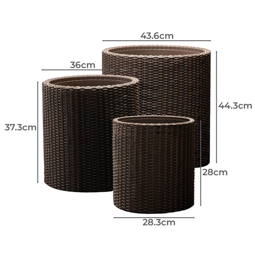 3 Piece Cylindrical Outdoor Planters | Temple & Webster