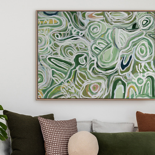 Alcove Studio Message Sticks Green Canvas Wall Art | Temple & Webster