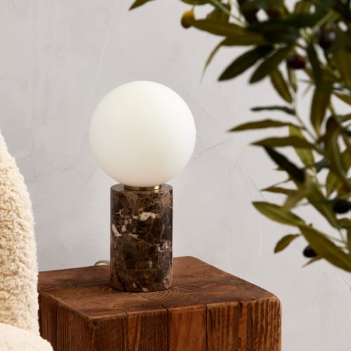 The Home Collective 29cm Medina Marble & Glass Table Lamp | Temple ...