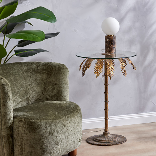 The Home Collective Gold Palm Tree Side Table | Temple & Webster