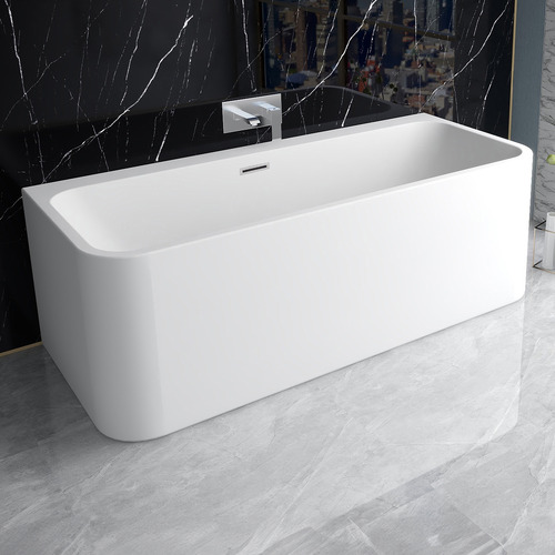 Expert Homewares Eugene Rectangle Acrylic Back to Wall Bath with ...