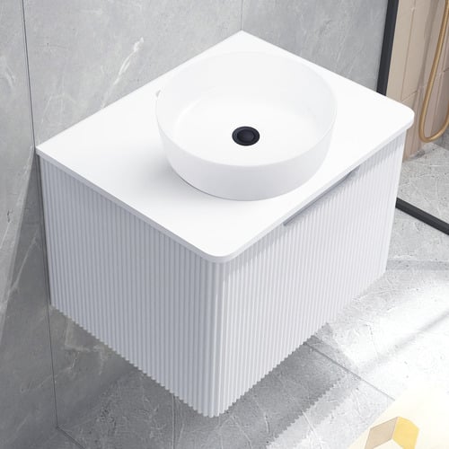Mallari 600mm Wall Hung Single Vanity with 350mm Ceramic Basin | Temple ...