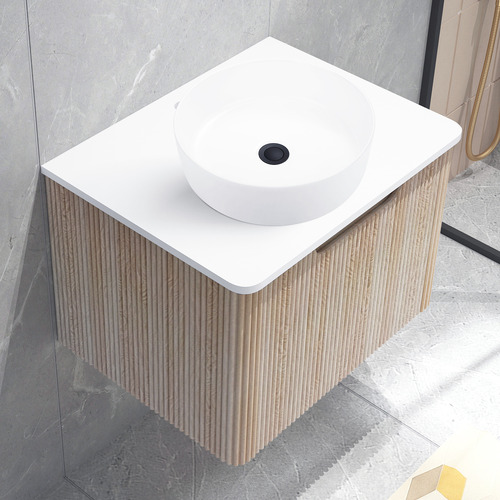 Mallari 600mm Wall Hung Single Vanity with 350mm Ceramic Basin | Temple ...