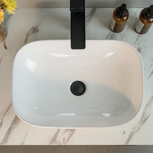Expert Homewares Above Counter Rectangular Nano-Glazed Ceramic Basin ...
