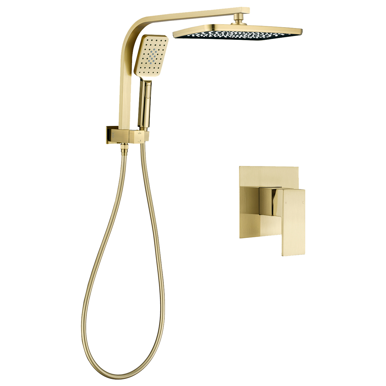 Ottimo 300mm Gold Short Twin Shower Mixer Set | Temple & Webster