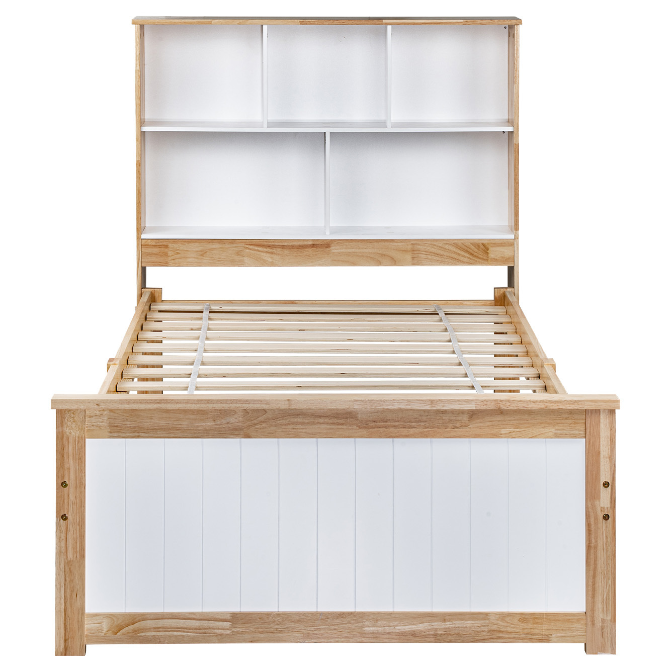 Expert Homewares Eli Rubberwood Bed Frame with Drawers | Temple & Webster