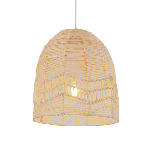 Lunescent_Lighting Rota Rattan & Iron Pendant Light | Temple & Webster