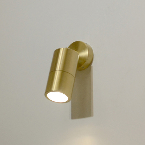 Lustro GU10 Brass Adjustable Exterior Wall Spotlight | Temple & Webster