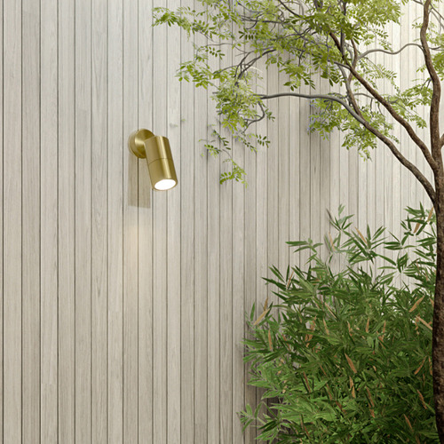 Lustro GU10 Brass Adjustable Exterior Wall Spotlight | Temple & Webster