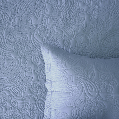 Bambury Blue Paisley Embossed Coverlet Set | Temple & Webster