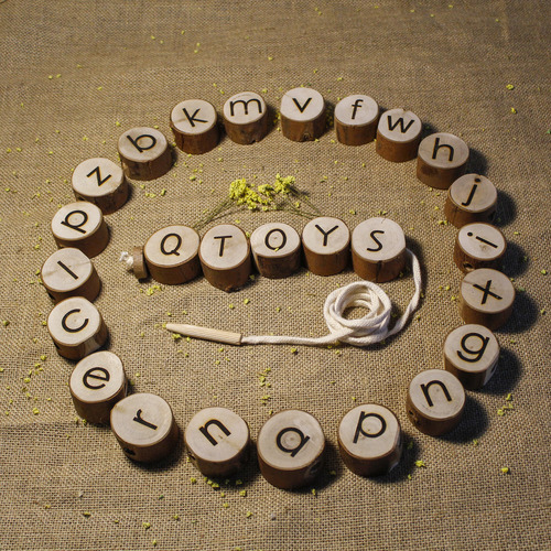 Q Toys Q Toys Wooden Alphabet Threading Set | Temple & Webster
