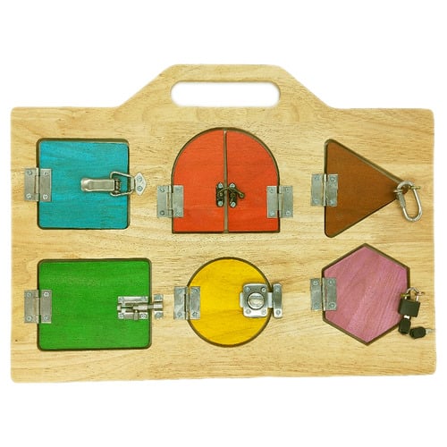 Q Toys Wooden Lock Activity Board | Temple & Webster