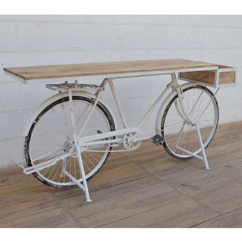 The Decor Store White Vintage-Style Bicycle Bar Table | Temple & Webster