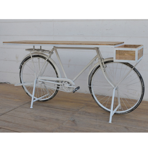 The Decor Store White Vintage-Style Bicycle Bar Table | Temple & Webster