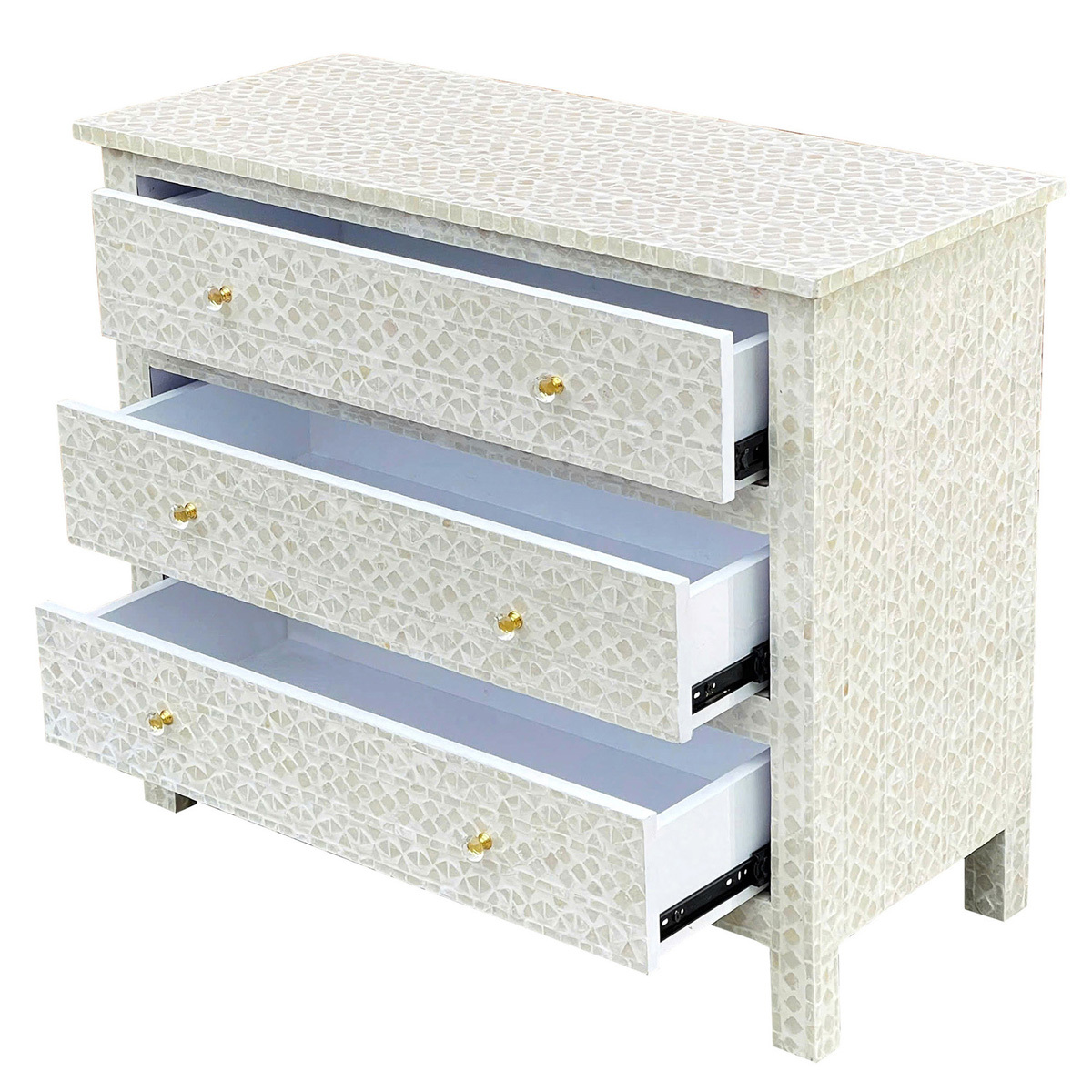 Daena Mother of Pearl 3 Drawer Chest | Temple & Webster