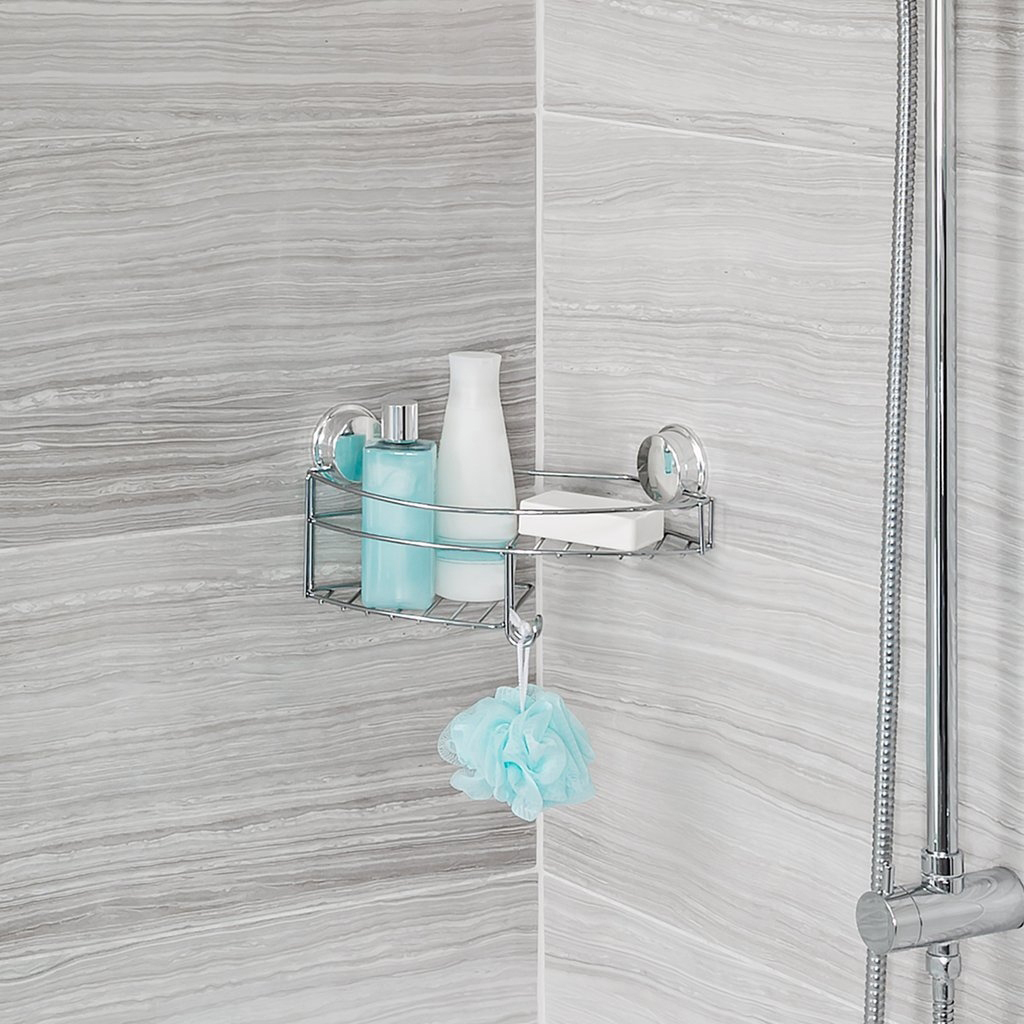 Waygrove Bathware Kroma Stick N Lock Corner Shower Caddy | Temple & Webster