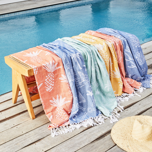 Pineapple Recycled Turkish Cotton-Blend Beach Towel | Temple & Webster
