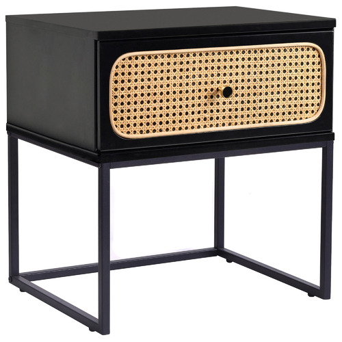 Brooklyn Home Black Maribeth Rattan Bedside Table | Temple & Webster