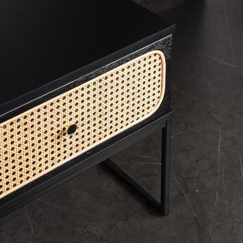 Brooklyn Home Black Maribeth Rattan Bedside Table | Temple & Webster