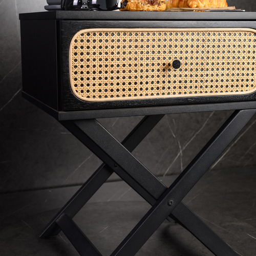 Brooklyn Home Black Minya Rattan Bedside Table | Temple & Webster