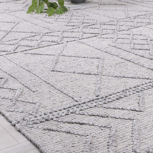 Lifestyle Floors Grey Geometric Flat Weave Wool-Blend Rug | Temple ...