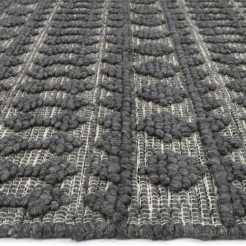 Lifestyle Floors Dark Grey Nordic-Style Flat Weave Wool-Blend Rug ...
